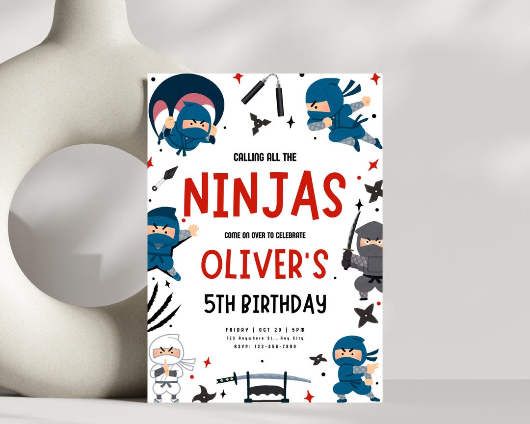 Editable Ninja Birthday Party Invitation, Karate Birthday Invitation ...