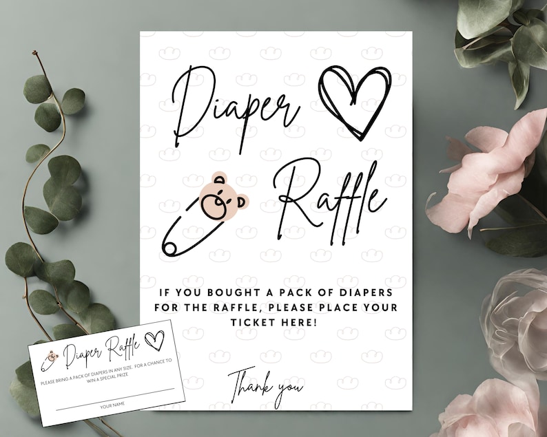 Editable Diaper Raffle Game, Printable Minimalist Baby Shower Game ...