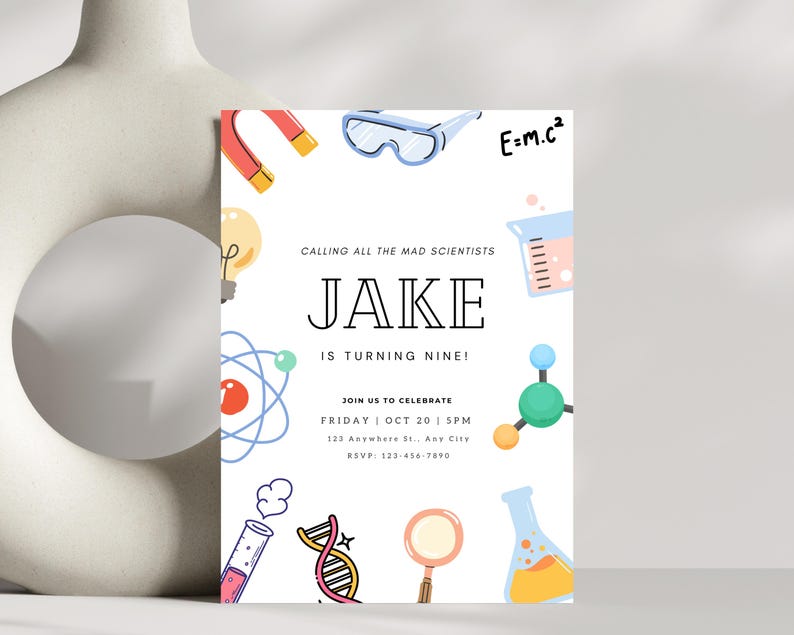 Editable Science Party Invitation, Mad Scientist Invitations, Mad ...