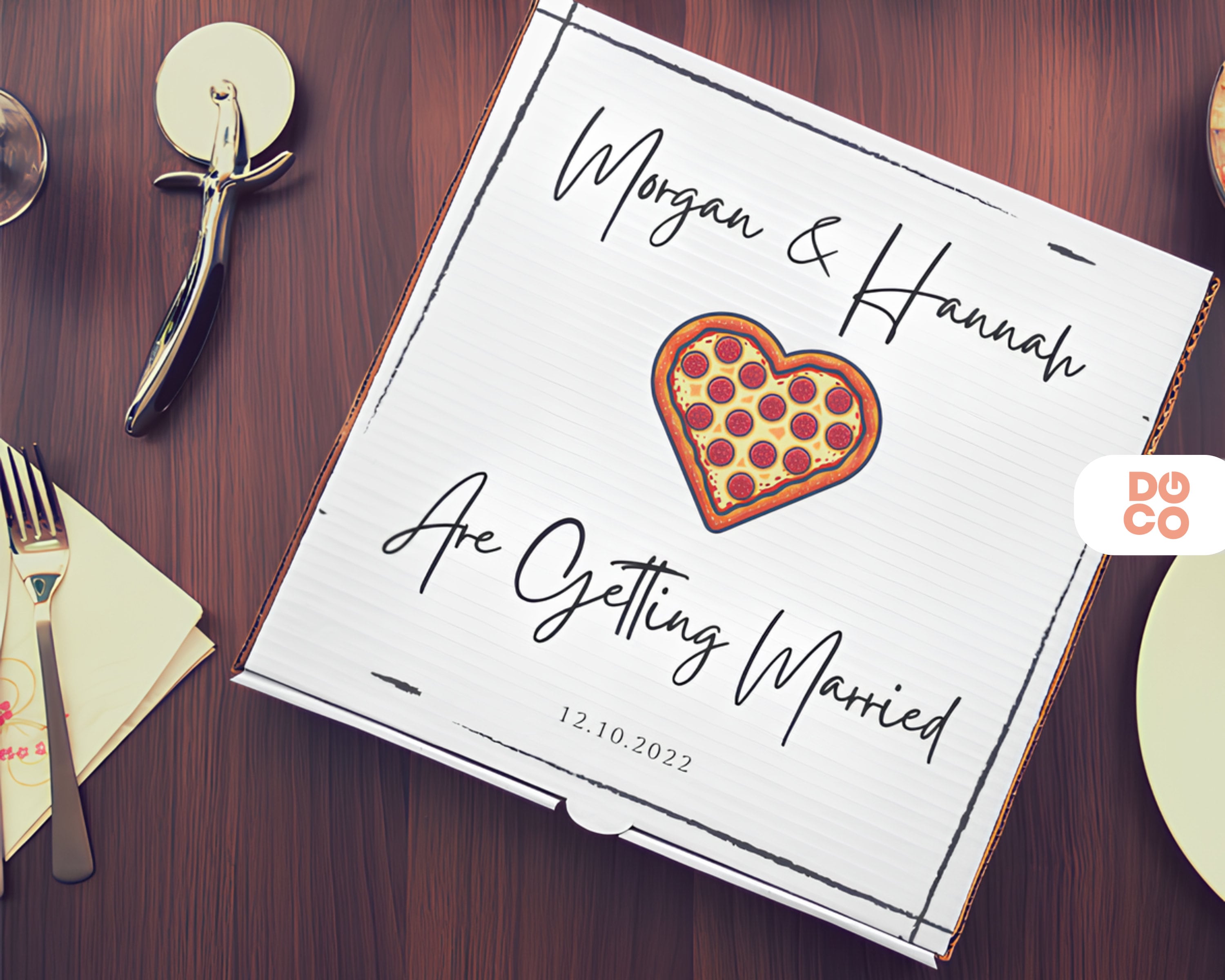 Custom Wedding Pizza Box Template, Pizza Box, Wedding Favor Pizza Party ...