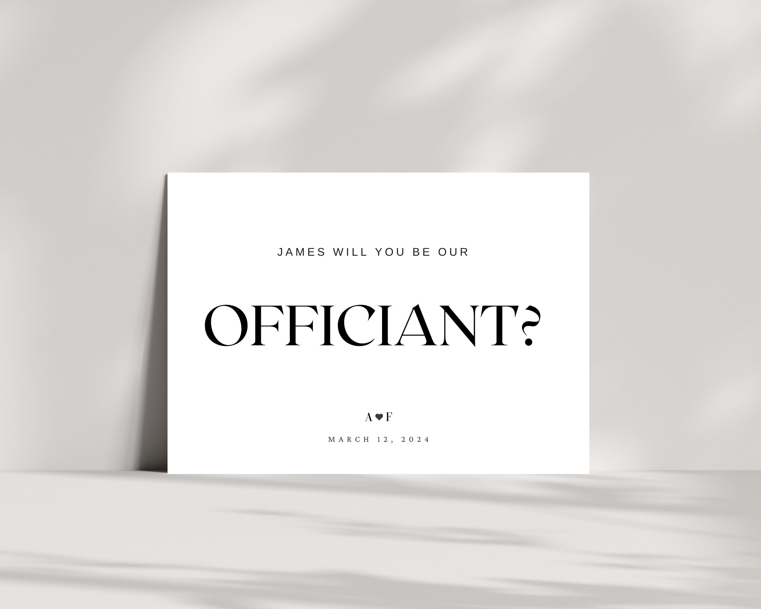 Officiant Proposal Card Template, Canva Template, Will You Be Our ...