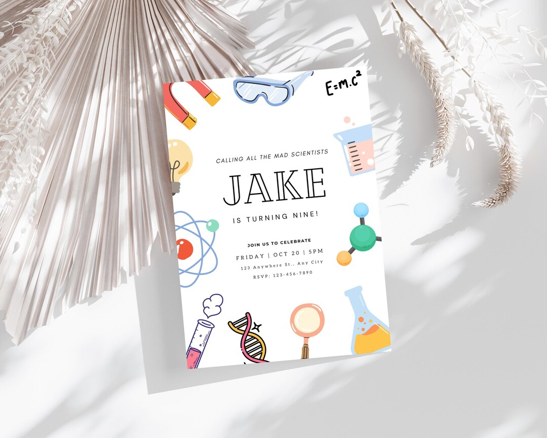 Editable Science Party Invitation, Mad Scientist Invitations, Mad ...