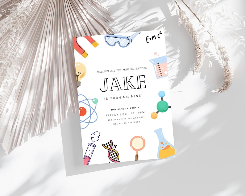 Editable Science Party Invitation, Mad Scientist Invitations, Mad ...