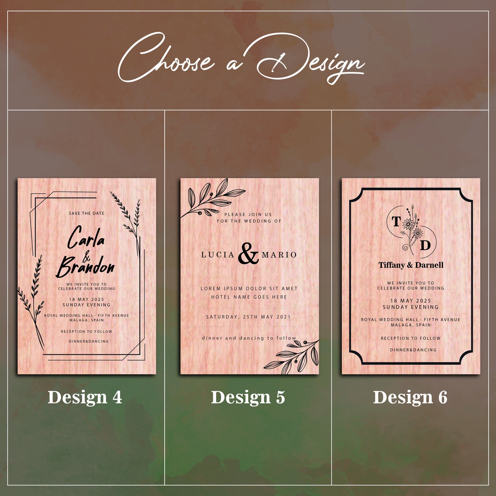 Arch Wooden Invitation Set With Flower, Wooden Luxury Cards Invite ...