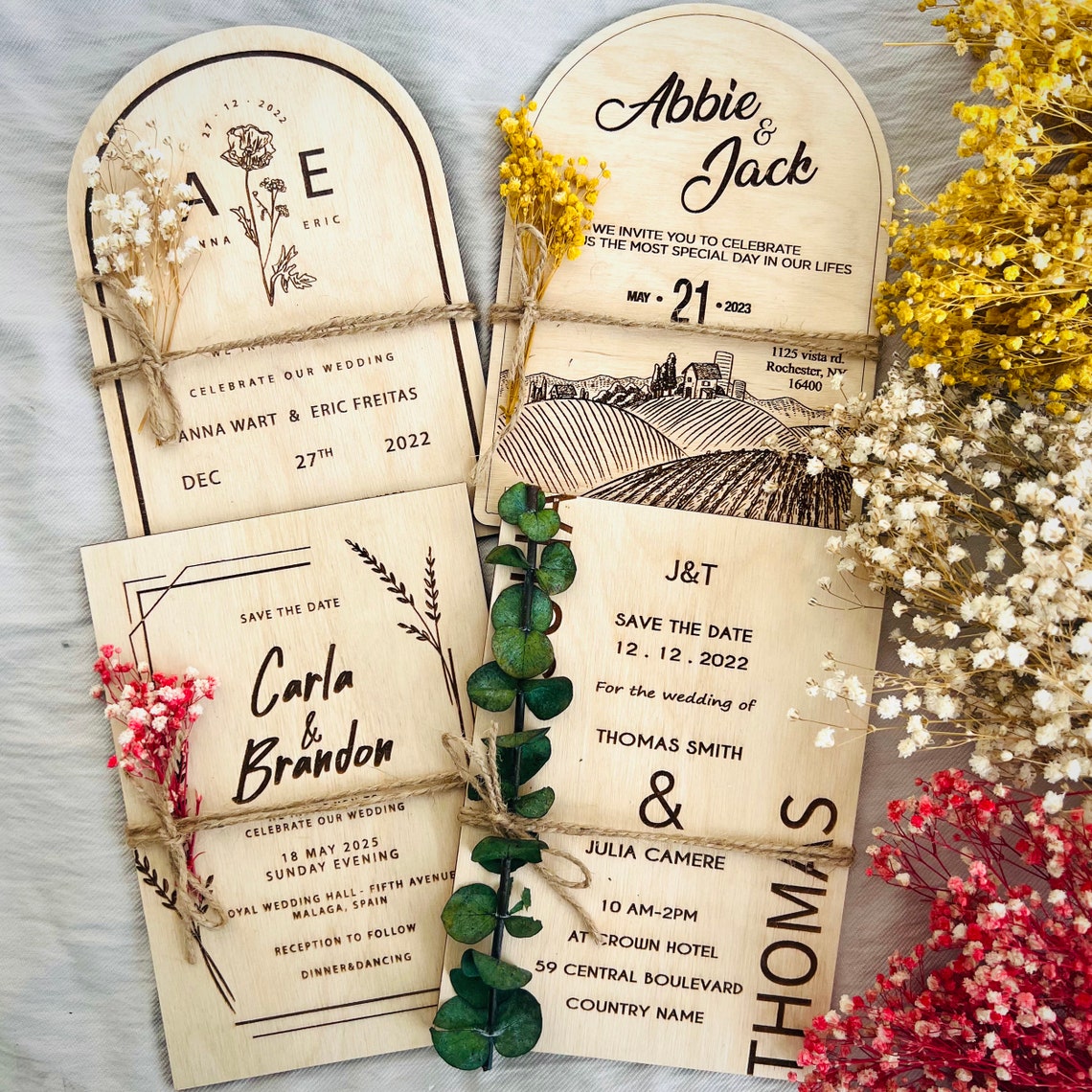 Arch Wooden Invitation Set With Flower, Wooden Luxury Cards Invite ...