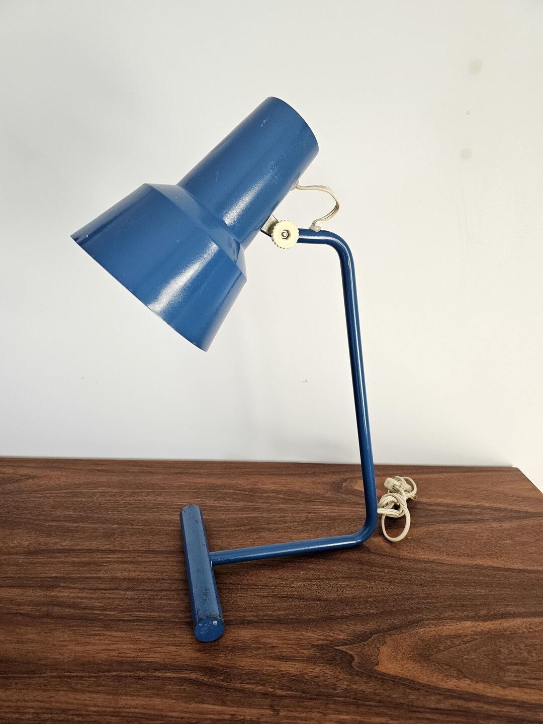 Vintage Blue Metal Table Lamp - Etsy