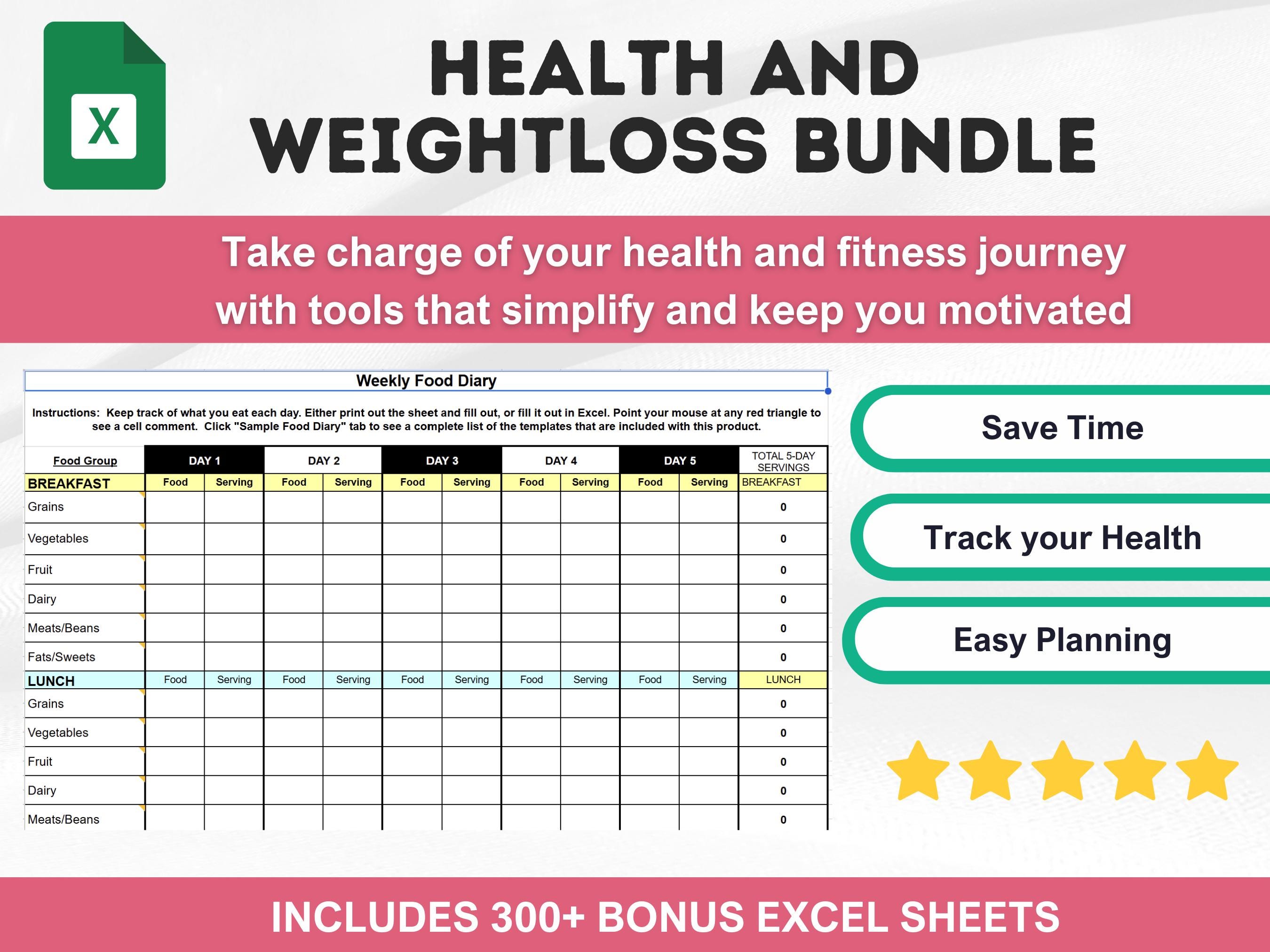 Ultimate Weight Loss & Health Tracker Bundle Excel Sheet Fitness ...