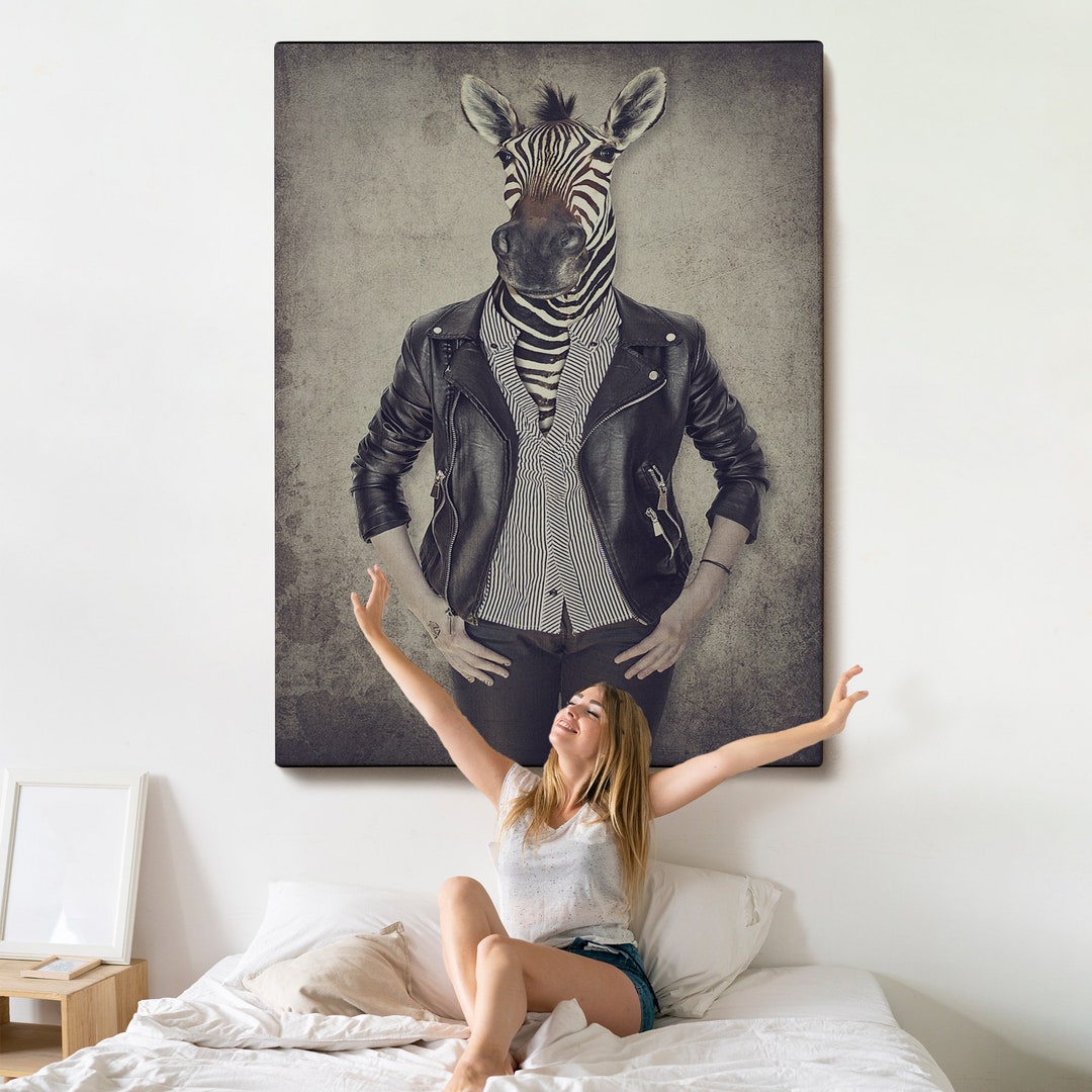 Zebra Man Print, Abstract Animal Art, Zebra Head and Human Body Print ...