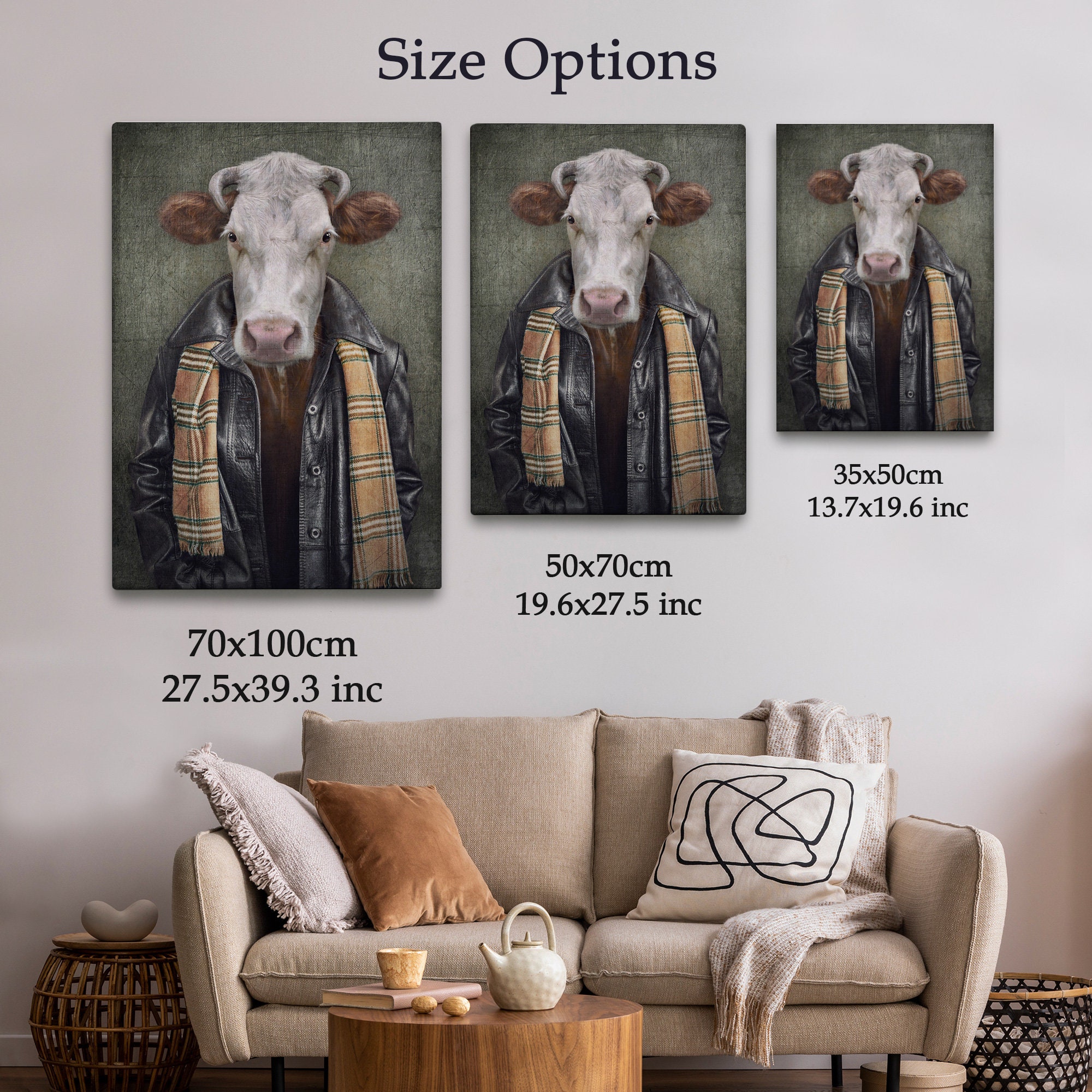 Vintage Cow Portrait, Fashion Cow Art, Farmhouse Wall Art, Cow Decor ...