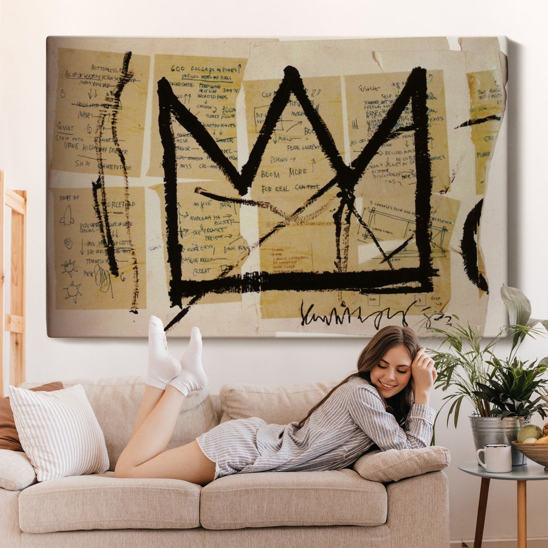 Basquiat Crown Canvas Print, Jean Michel Basquiat's Crown Modern Unique ...
