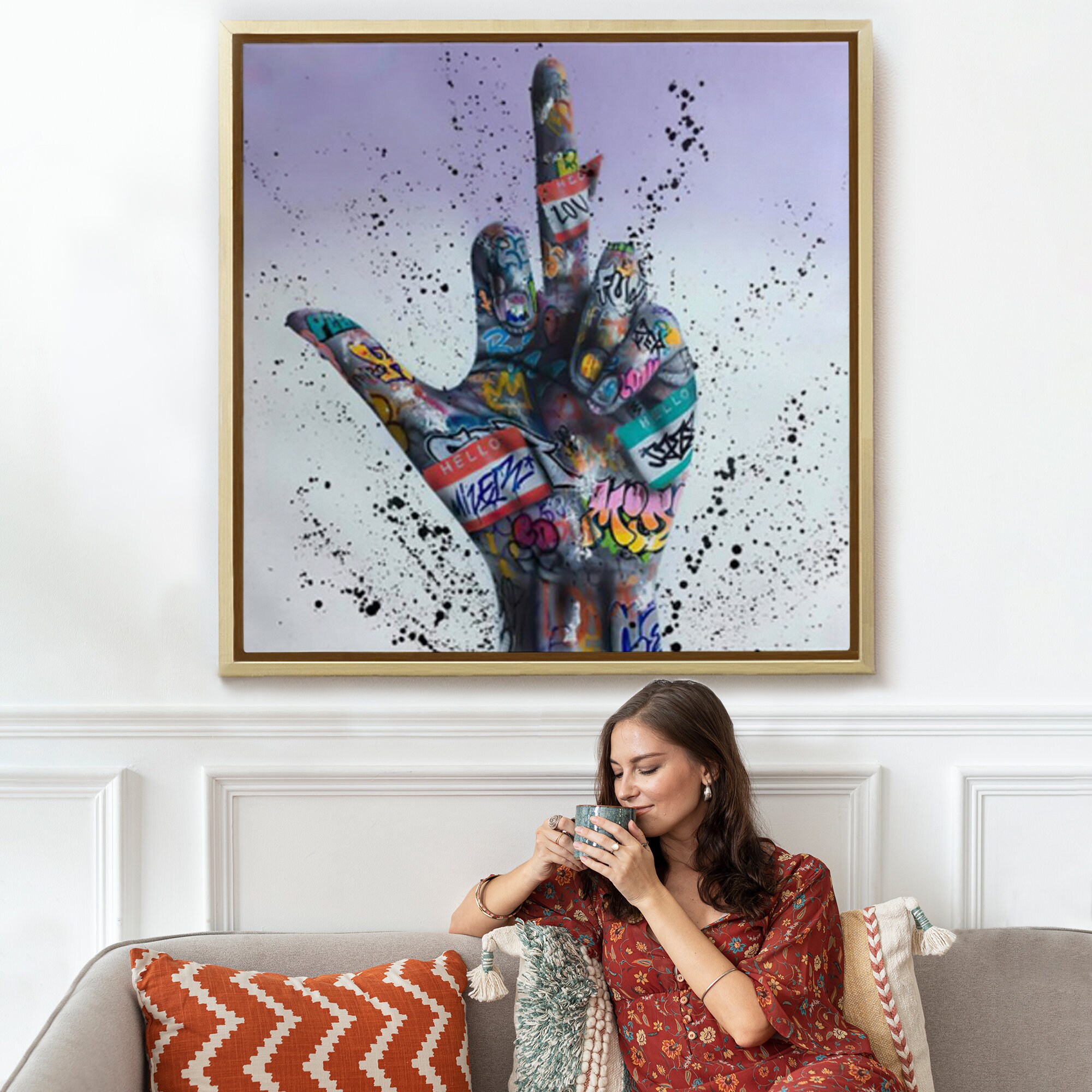 Middle Finger Banksy Wall Art, Graffiti Wall Decor, Middle Finger ...