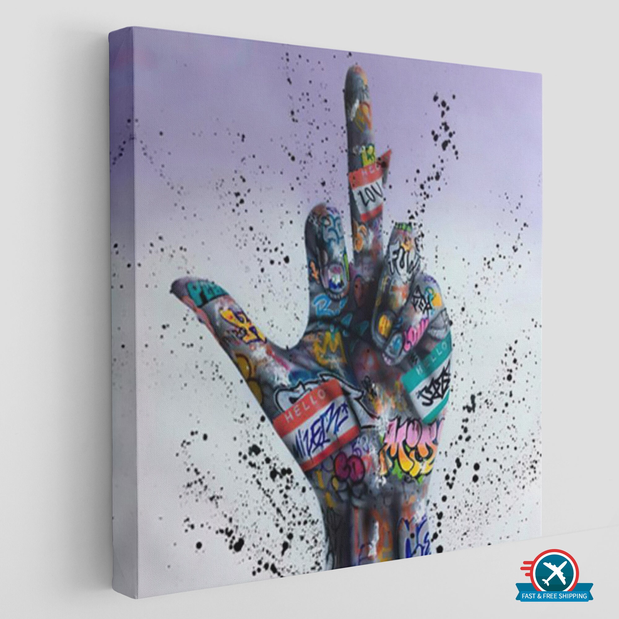 Middle Finger Banksy Wall Art, Graffiti Wall Decor, Middle Finger ...