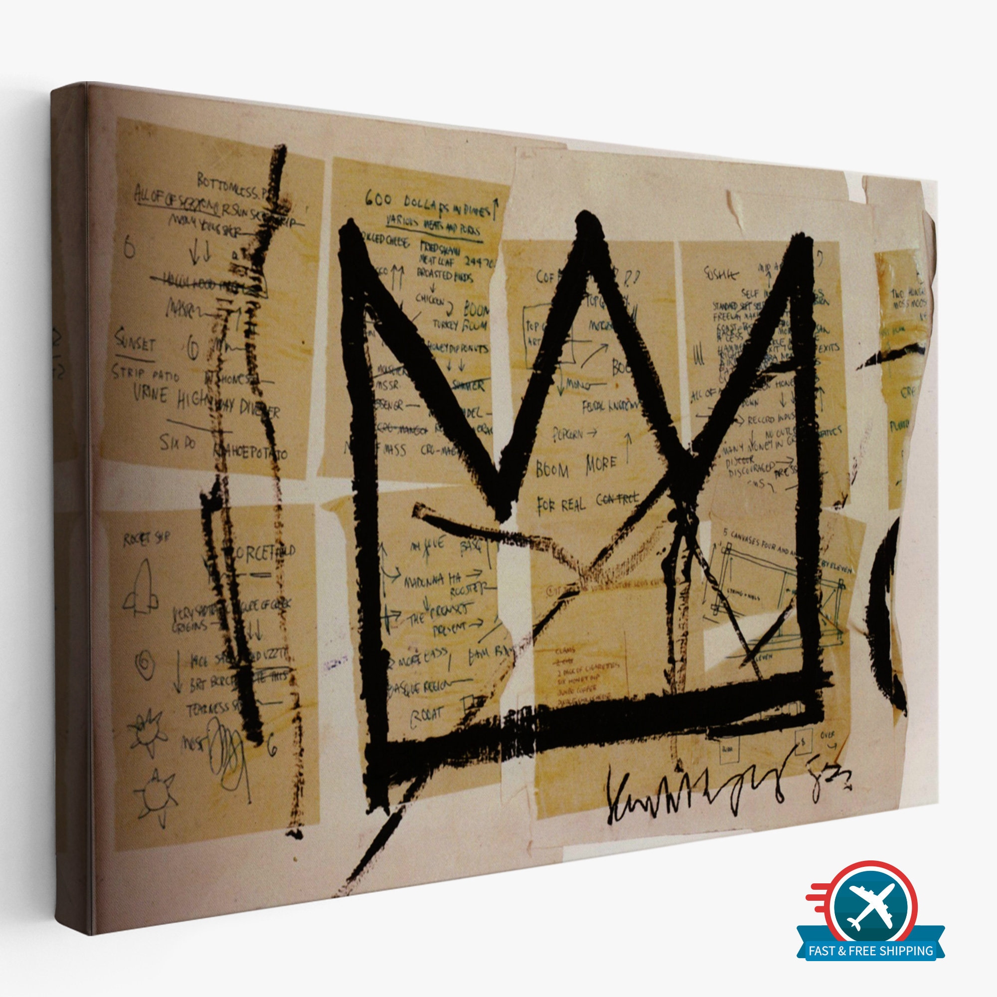 Basquiat Crown Canvas Print, Jean Michel Basquiat's Crown Modern Unique ...