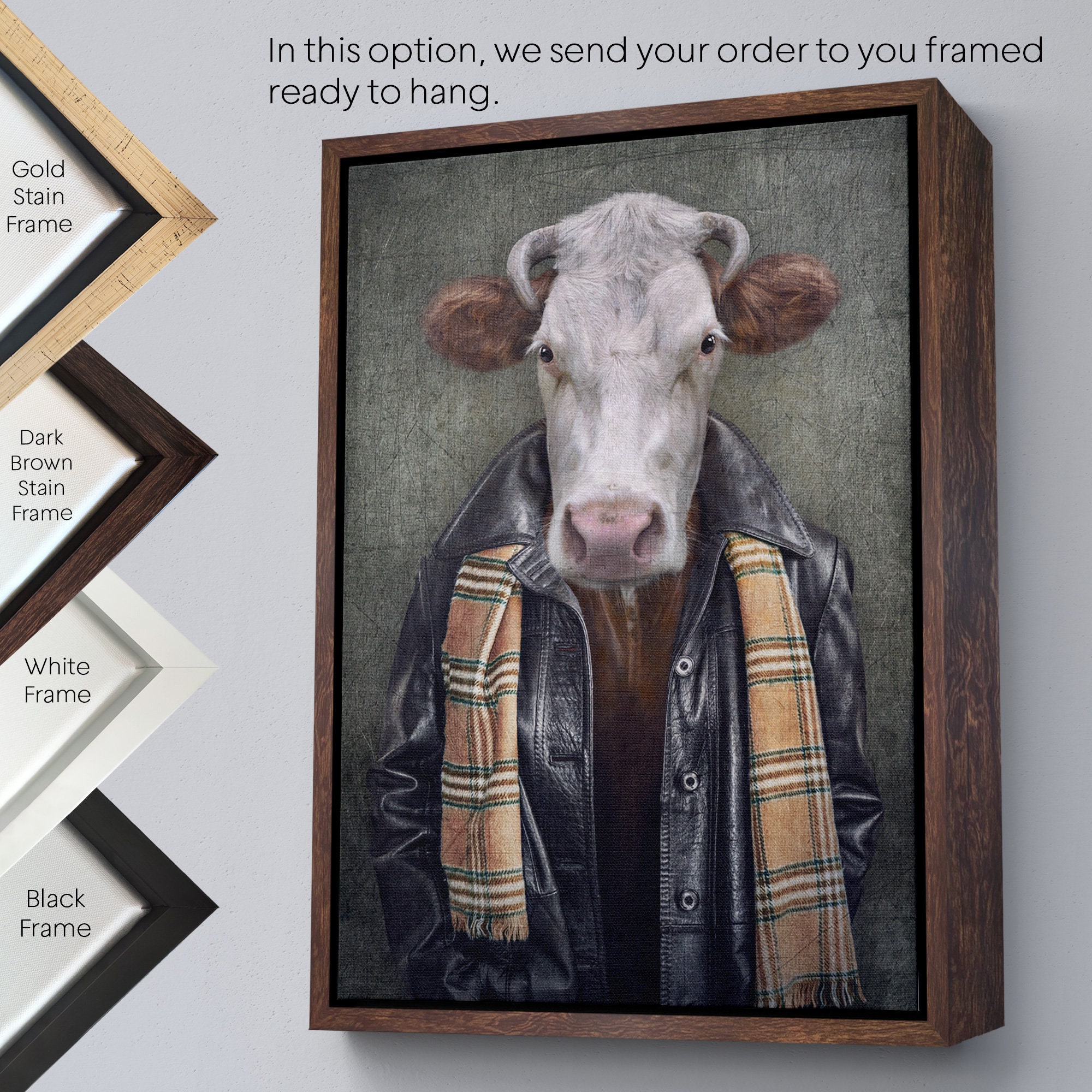 Vintage Cow Portrait, Fashion Cow Art, Farmhouse Wall Art, Cow Decor ...