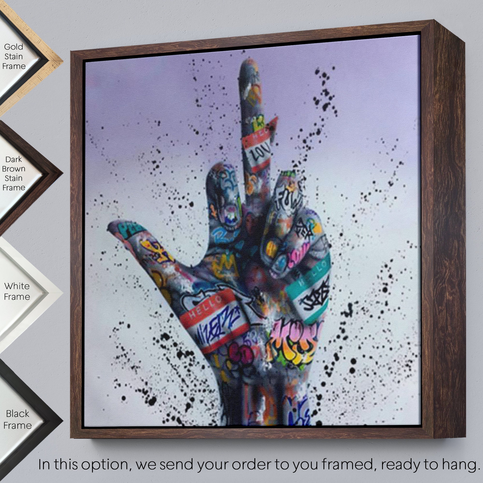 Middle Finger Banksy Wall Art, Graffiti Wall Decor, Middle Finger ...