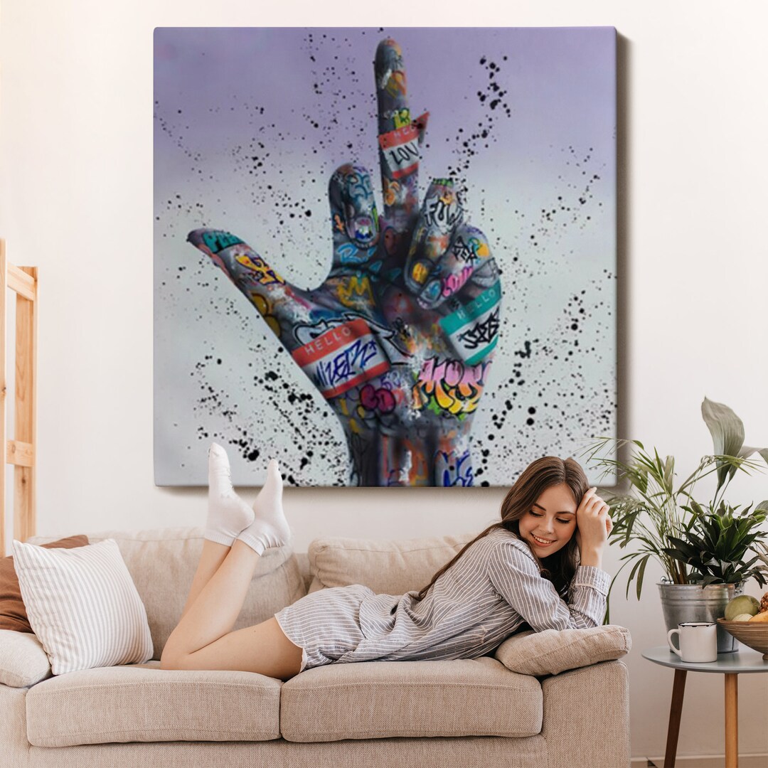 Middle Finger Banksy Wall Art, Graffiti Wall Decor, Middle Finger ...