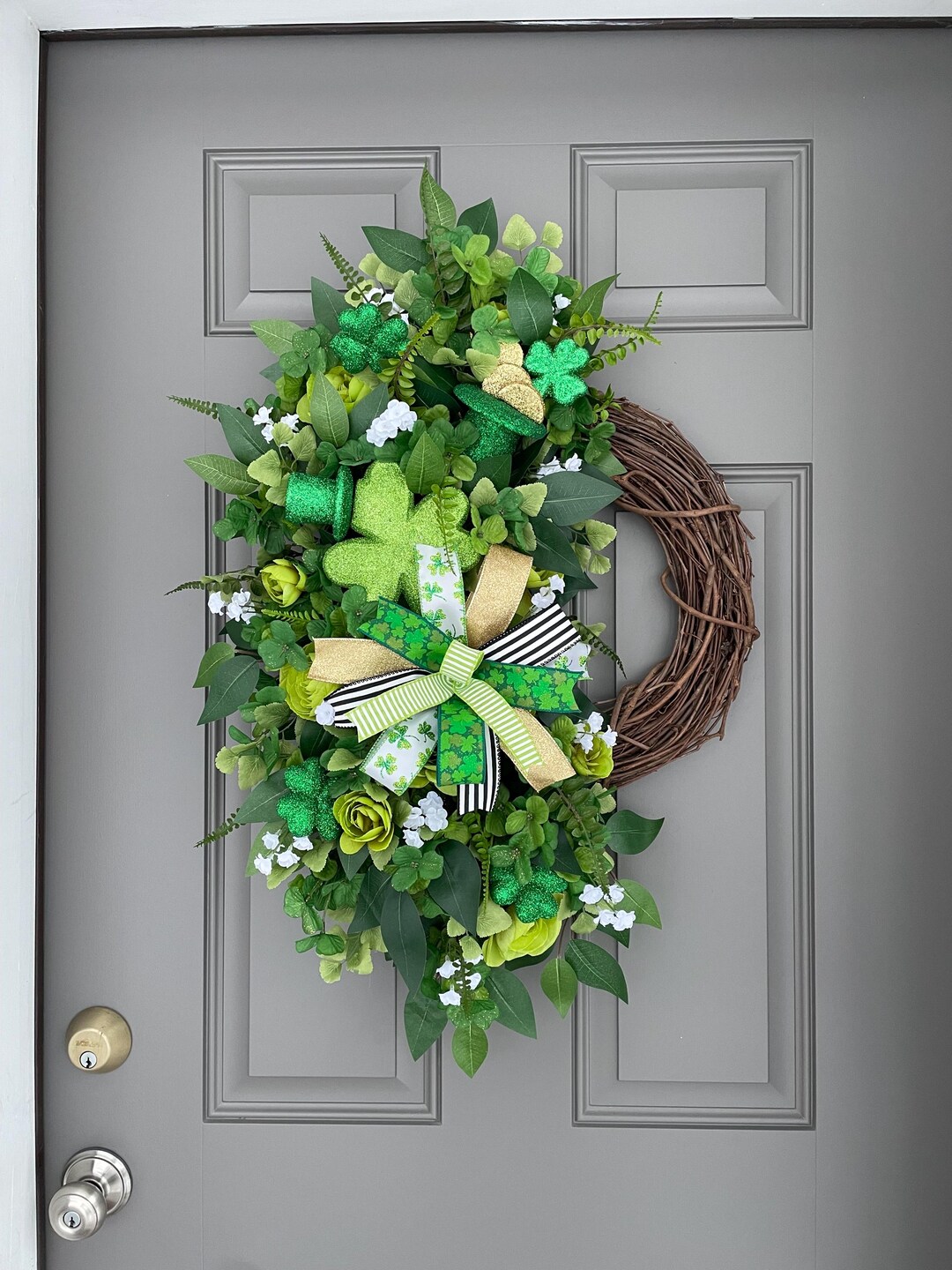 St. Patricks Day Grapevine Wreath, St. Patricks Day Four Leaf Clover ...
