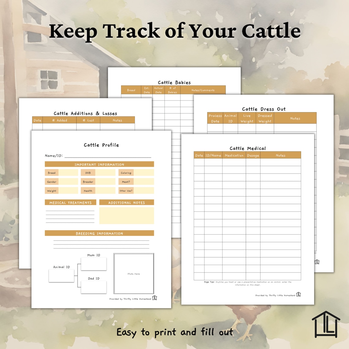 Cattle Record Book, Cattle Log Book, Cattle Farm, Cattle Records ...