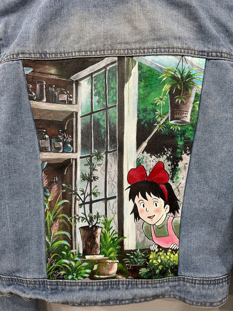 Kiki's Delivery Service, Handpainted, Denim Jacket, Studio Ghibli - Etsy