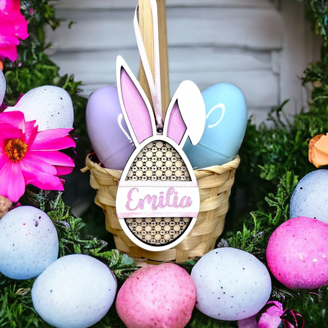 Personalised Easter Bunny Name Tag, Easter Gift, Easter Basket, Easter ...