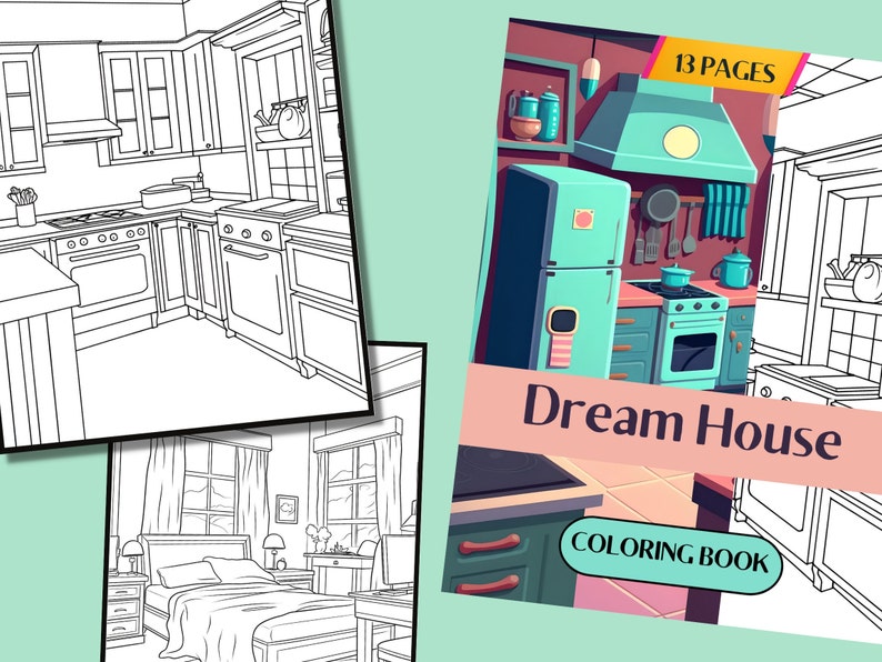 Dream Home Coloring Pages: Printable Rooms for Relaxation and - Etsy