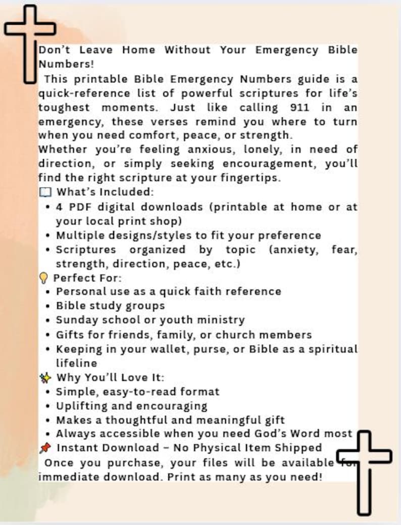 Bible Emergency Numbers Scripture Cheat Sheet (digital Download) - Etsy