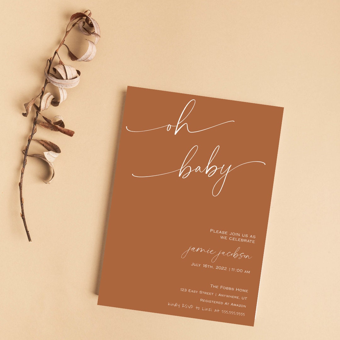Editable Neutral Baby Shower Invitation Fall Baby Shower 5x7 - Etsy
