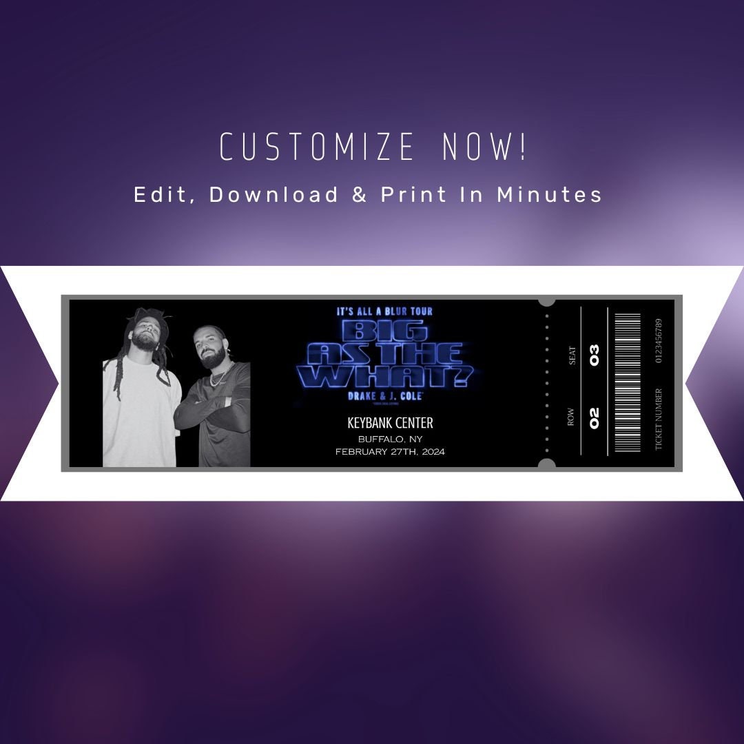 Drake Customizable Concert Ticket Drake Concert Ticket Its All A Blur ...