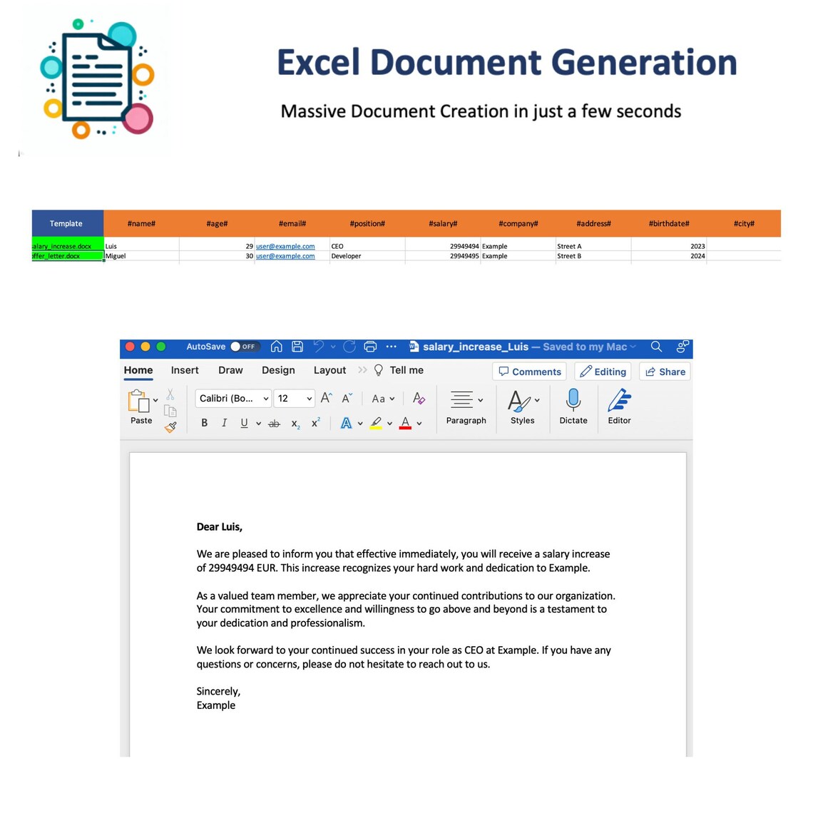 Excel to Word Document Generator - Etsy
