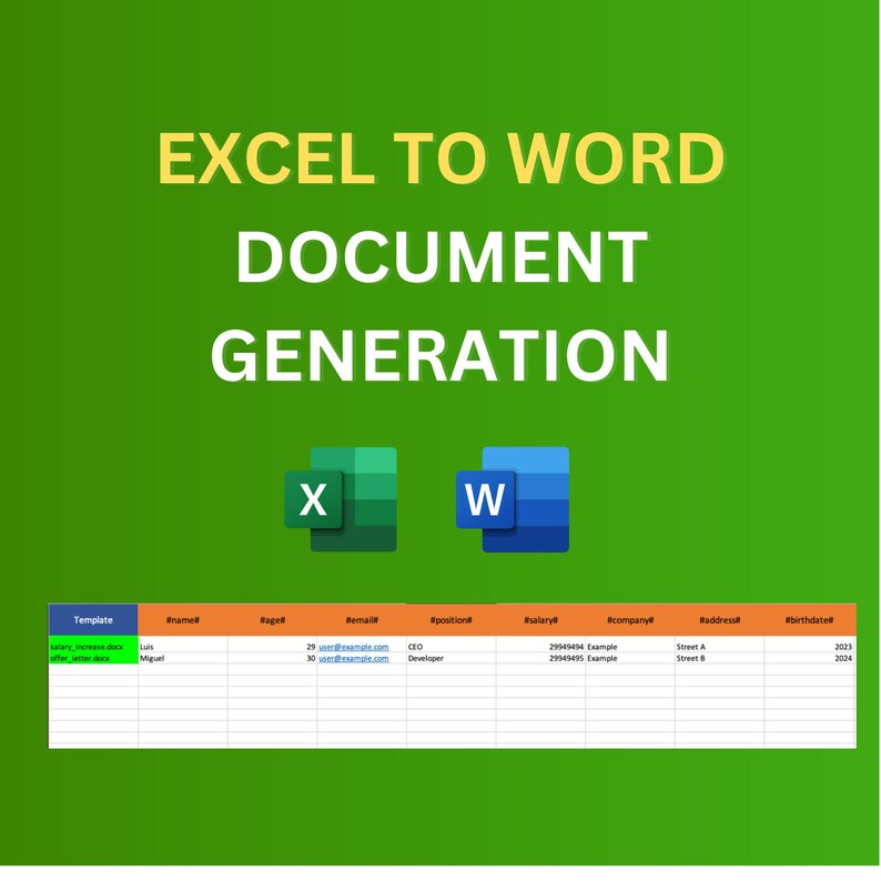 Excel to Word Document Generator - Etsy