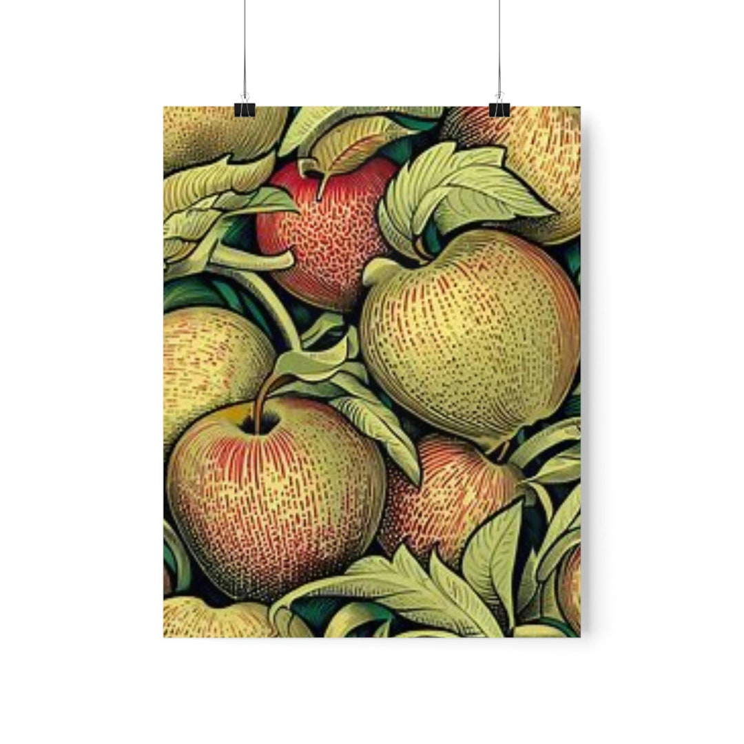 Vibrant Fruit and Vegetable Wall Hanging Posters, Illustrated Art ...