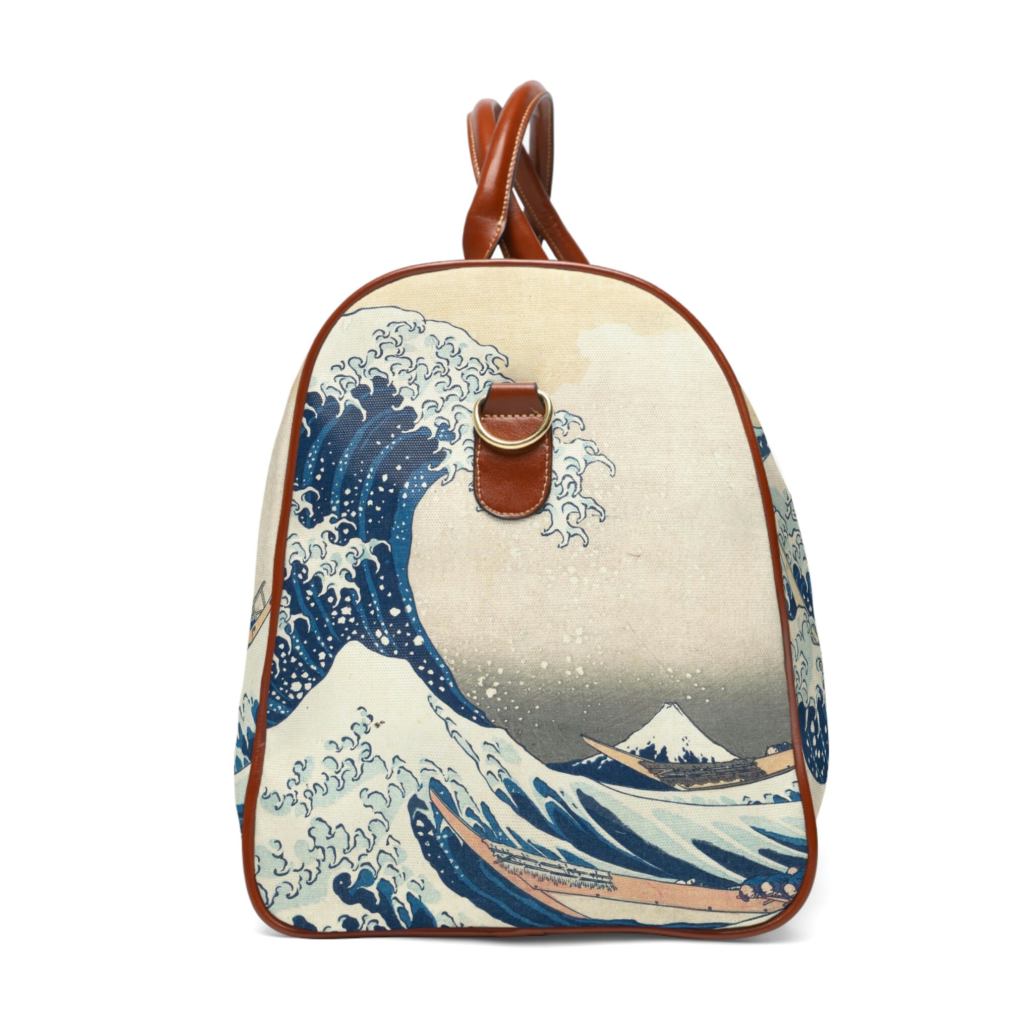 The Great Wave Waterproof Travel Bag With Brown Trim - Etsy
