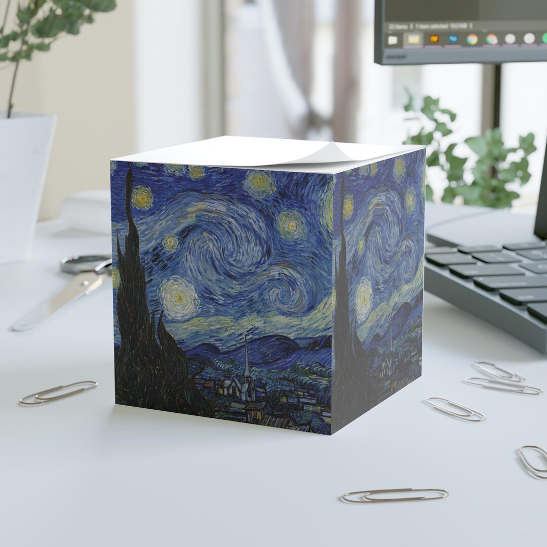 Starry Night Note Cube | Van Gogh Inspired Sticky Memo Cube - Etsy
