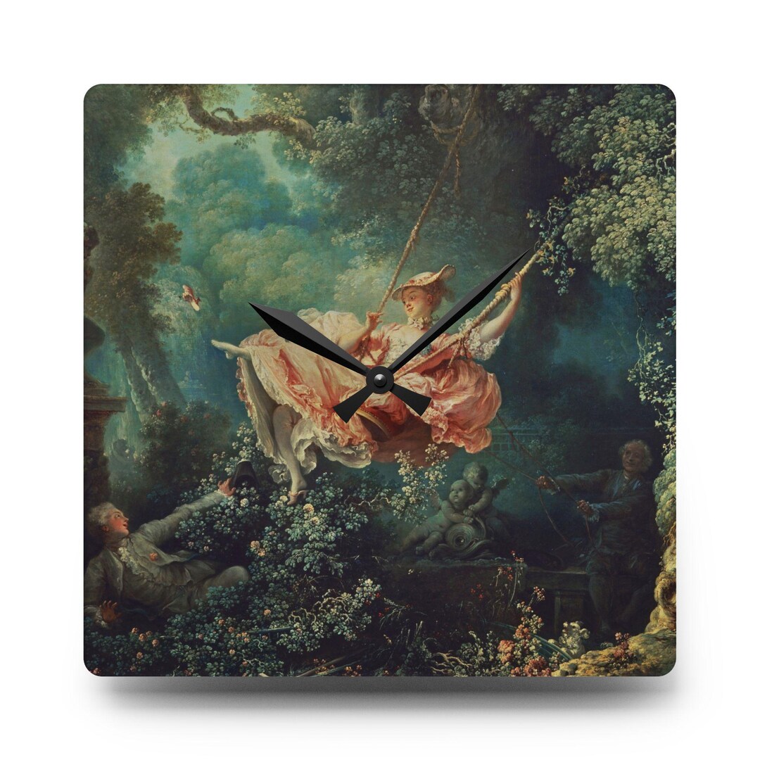 Rococo Swing Painting Acrylic Wall Clock | Vintage Cherub Art - Etsy