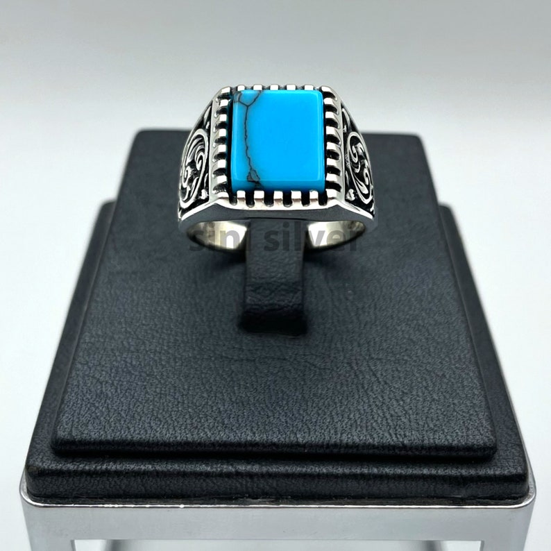 925 Sterling Firuze Stone Silver Ring Multicolor Gemstone - Etsy