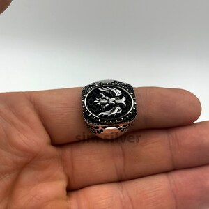 Solid 925 Sterling Silver Double Head Seljuk Eagle Men's and Women's ...