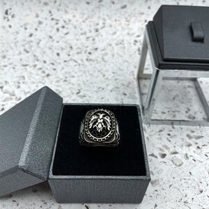 Solid 925 Sterling Silver Double Head Seljuk Eagle Men's and Women's ...