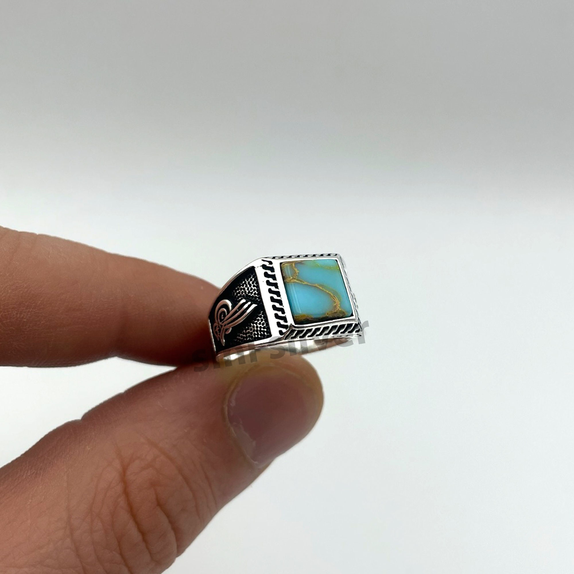 925 Sterling Firuze Stone Silver Ring Multicolor Gemstone - Etsy