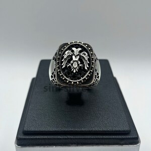 Solid 925 Sterling Silver Double Head Seljuk Eagle Men's and Women's ...