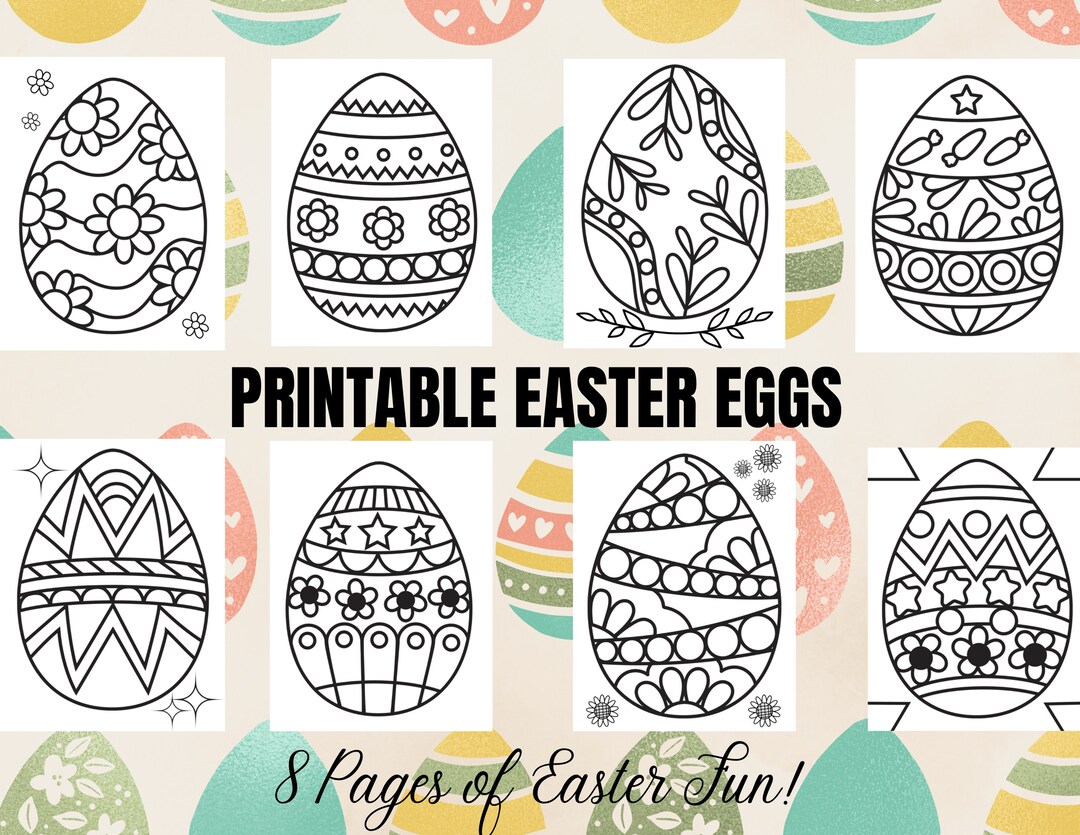Large Printable Easter Egg Coloring Pages INSTANT DOWNLOAD Kids and ...