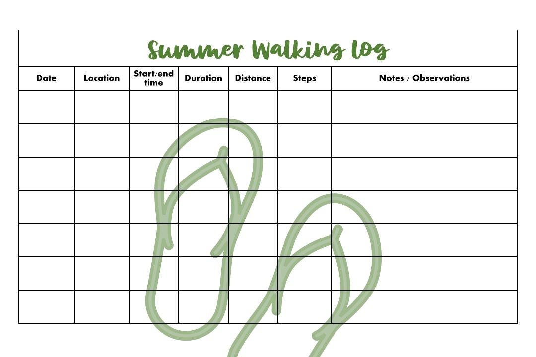 All Seasons Walking Log, Printable, Activities, Stay Active, Instant ...