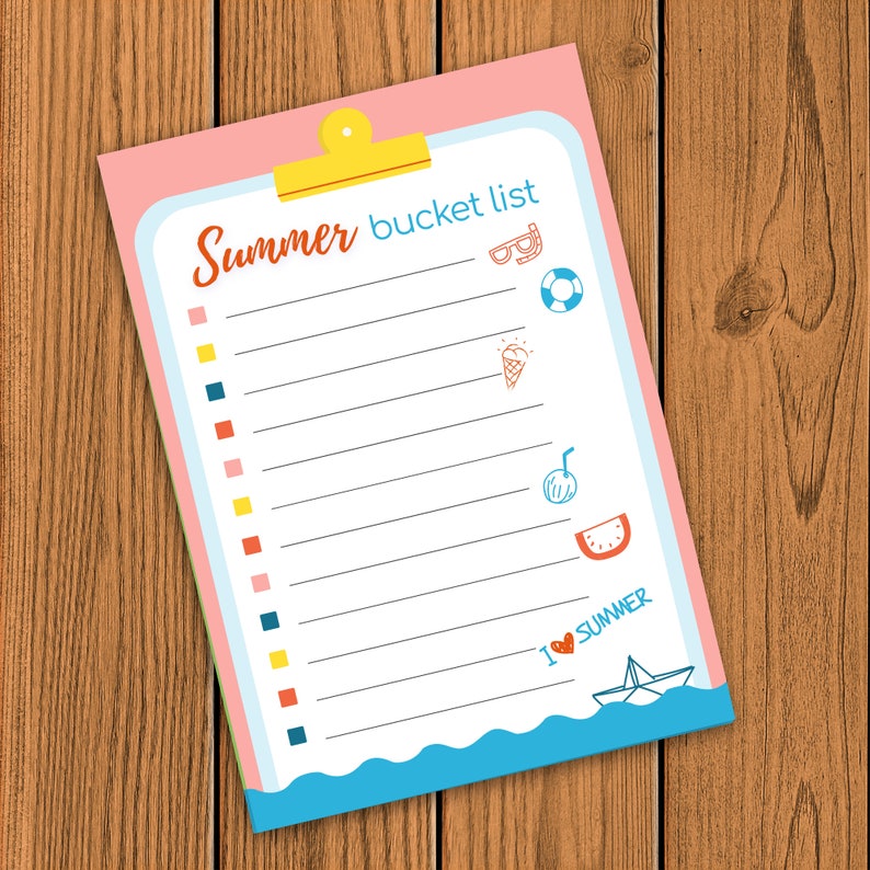 Summer Bucket List Printable, Summer Break Bucket List Template, Summer ...