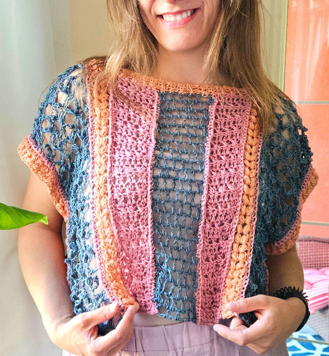 Athena Top Crochet Pattern PDF, Lacy Loose Fall Crochet Crop Top for ...