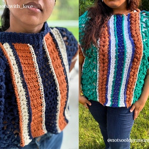 Athena Top Crochet Pattern PDF, Lacy Loose Fall Crochet Crop Top for ...