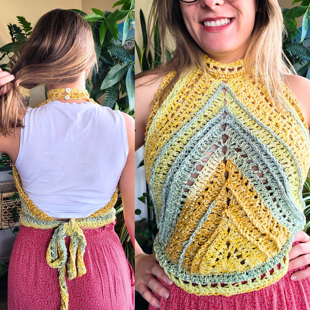 Triangle Tie Tank Crochet Pattern PDF, Island Wrap Top Crochet Pattern ...