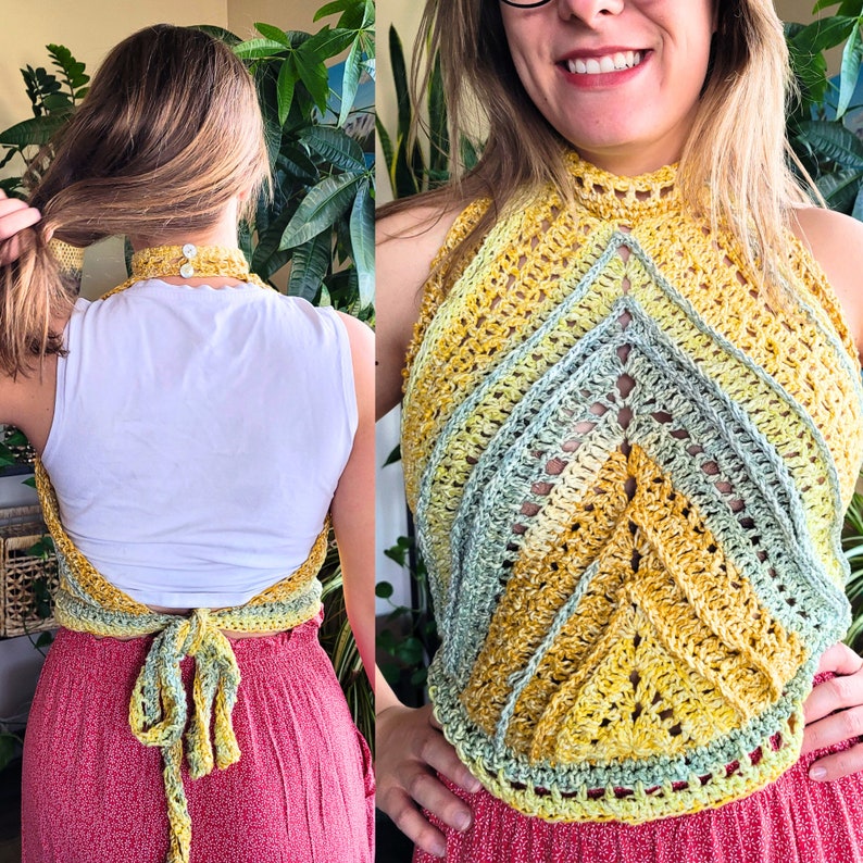 Triangle Tie Tank Crochet Pattern PDF, Island Wrap Top Crochet Pattern ...