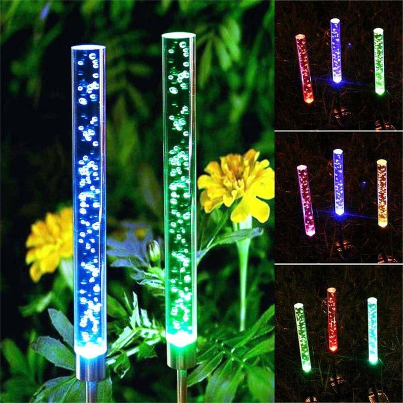Solar Powered Color Changing LED Stake Light Garden Path Yard Decor ...