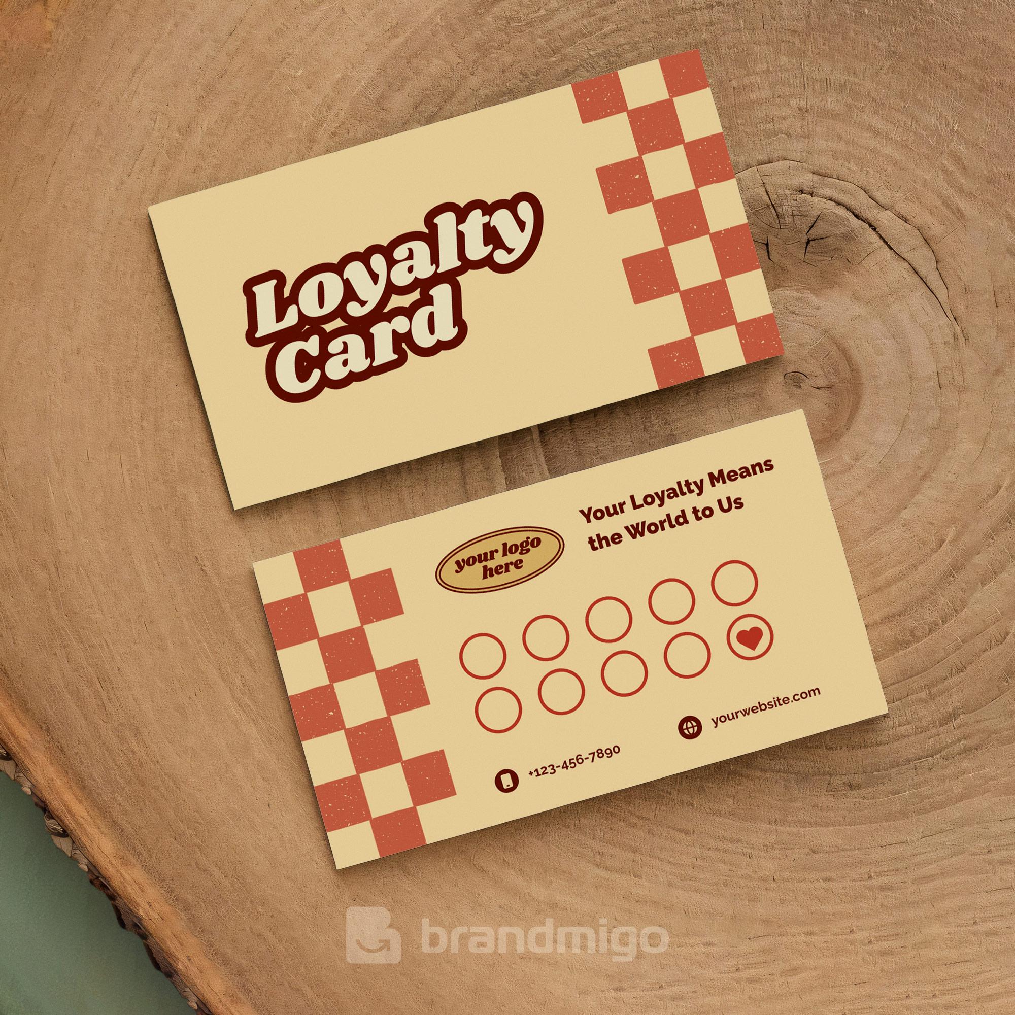 Retro Loyalty Card Template Canva | Editable 70s Style Punch Card ...