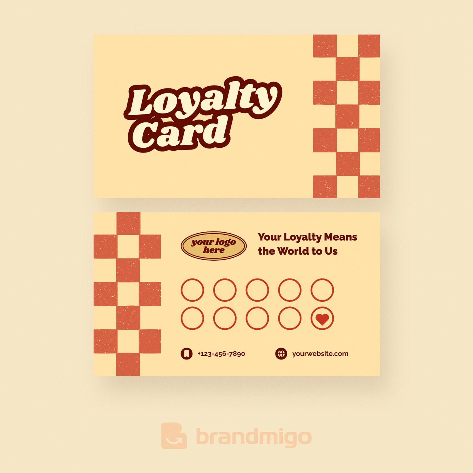 Retro Loyalty Card Template Canva | Editable 70s Style Punch Card ...