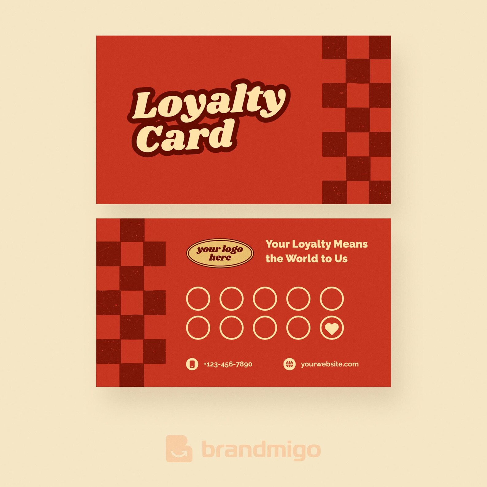 Retro Loyalty Card Template Canva | Editable 70s Style Punch Card ...